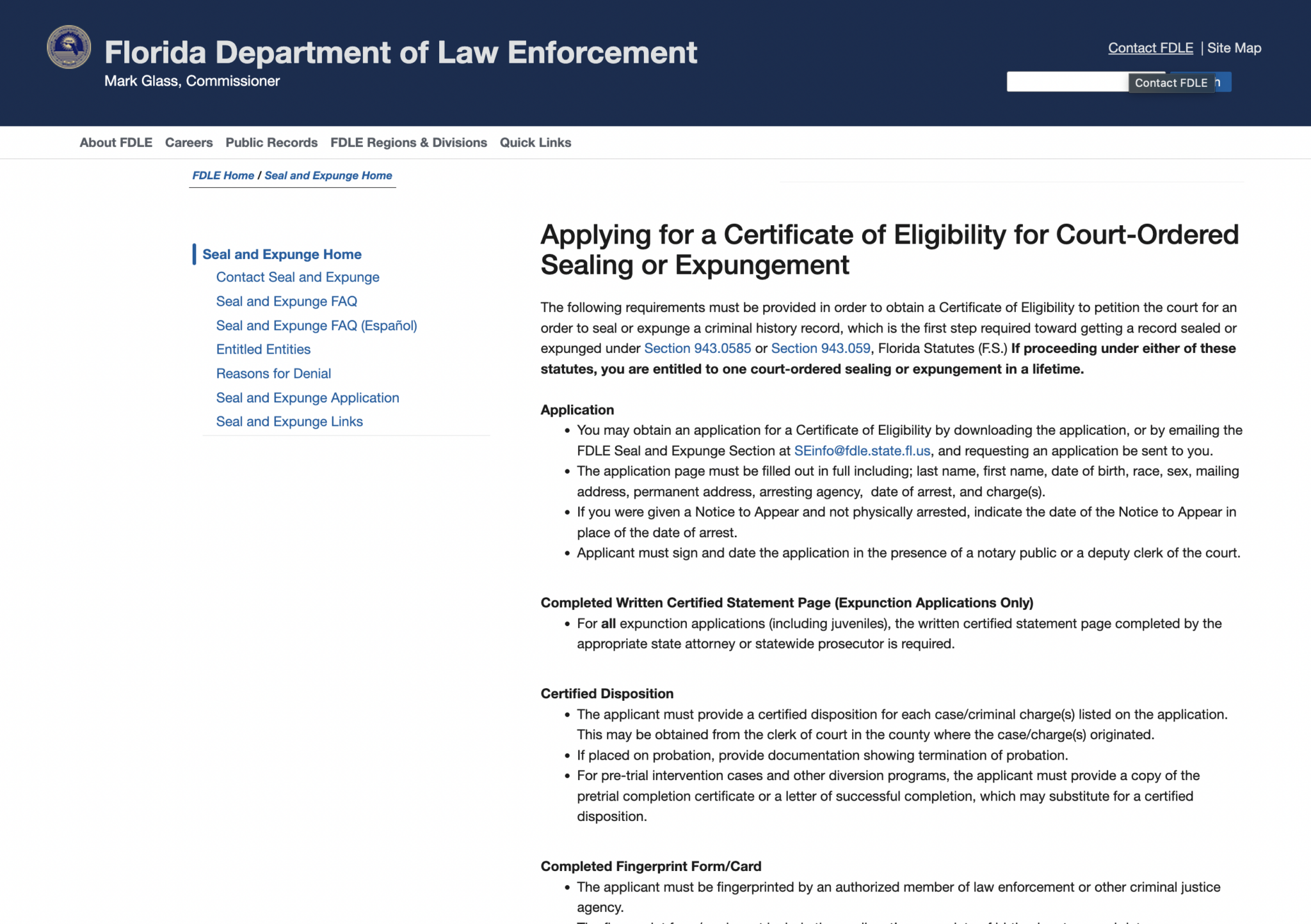 Expunge Arrest Record in Florida Related to Out of State Case